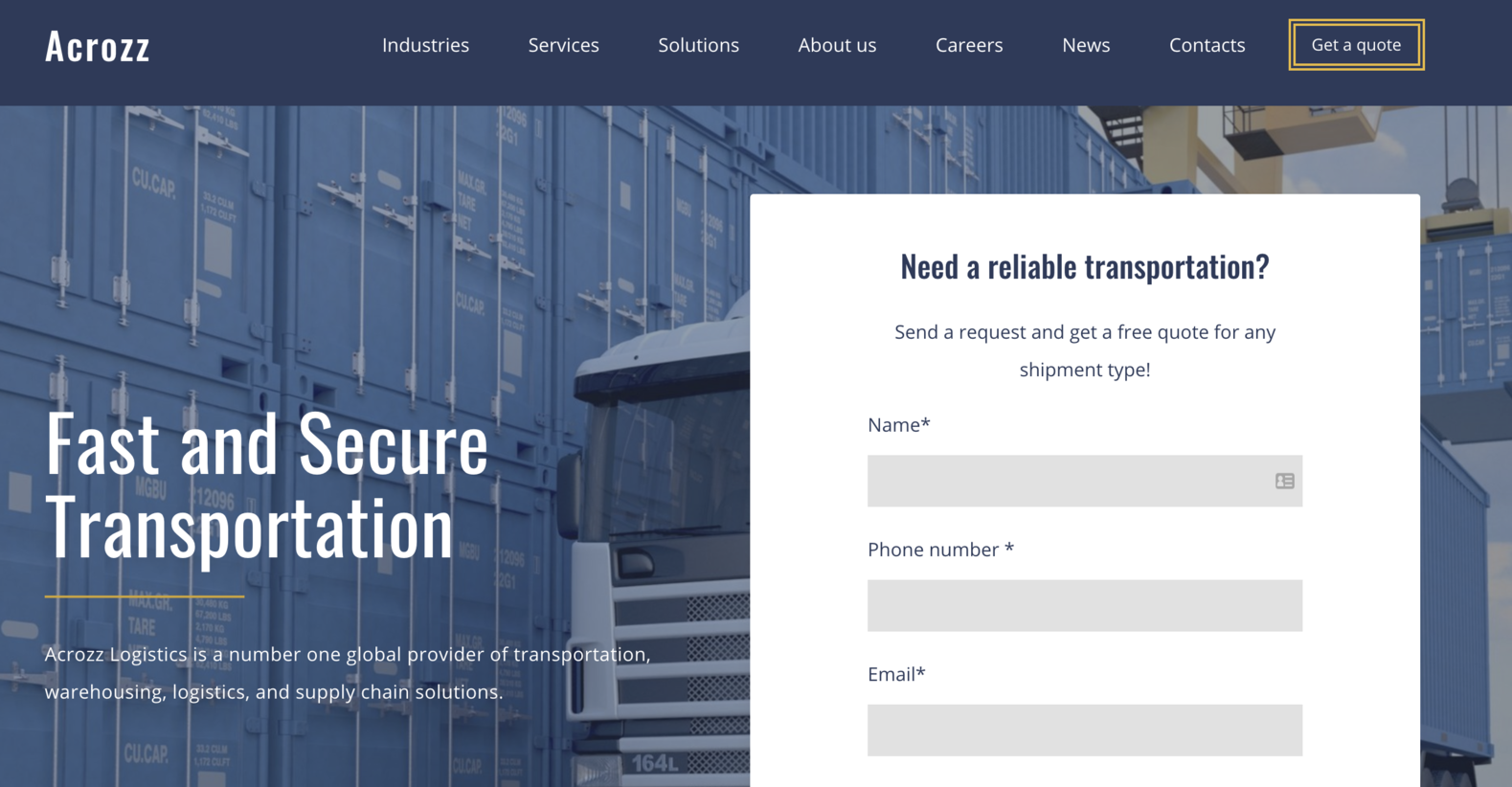 Logistic Company Website Templates | Weblium