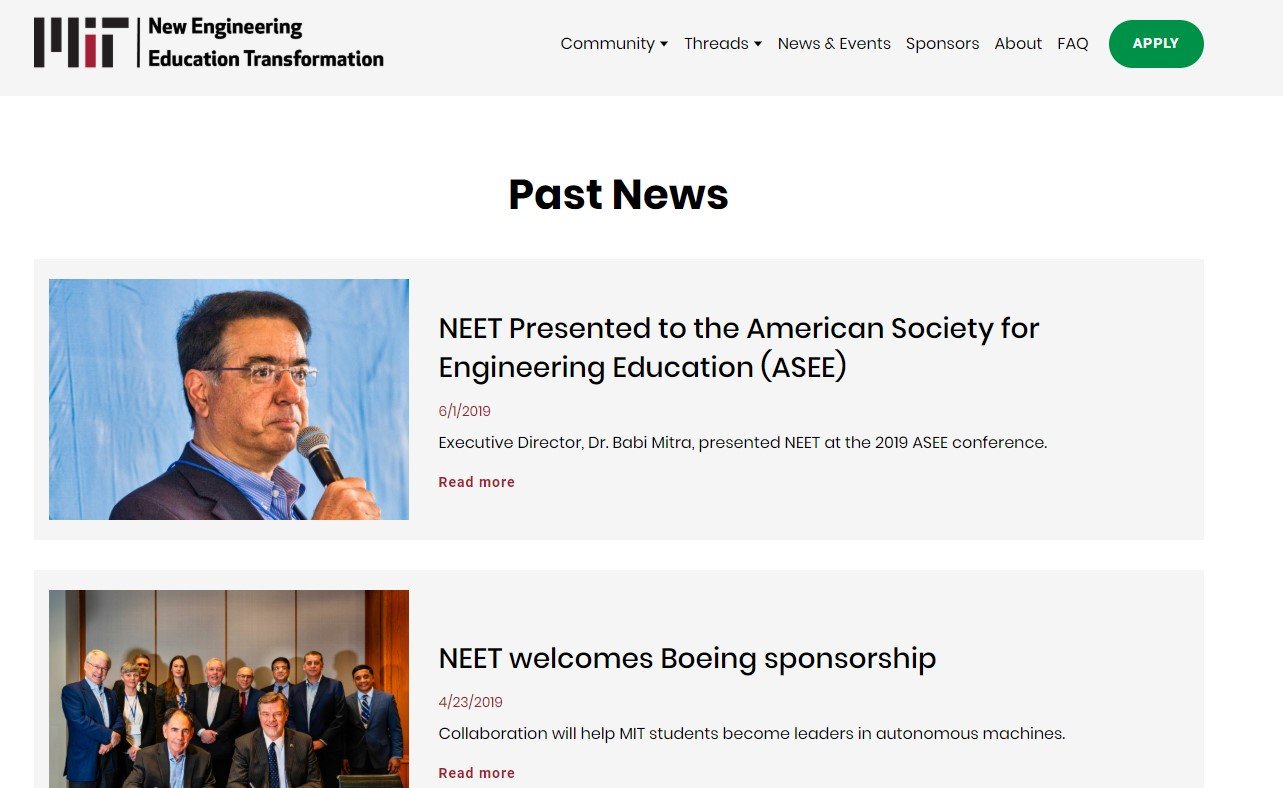 MIT New Engineering Education Transformation (NEET) | NEET News
