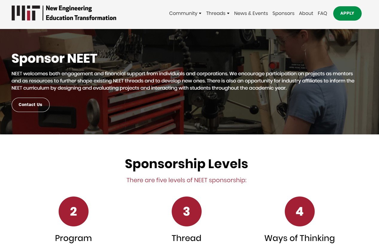 MIT New Engineering Education Transformation (NEET) | Sponsor NEET