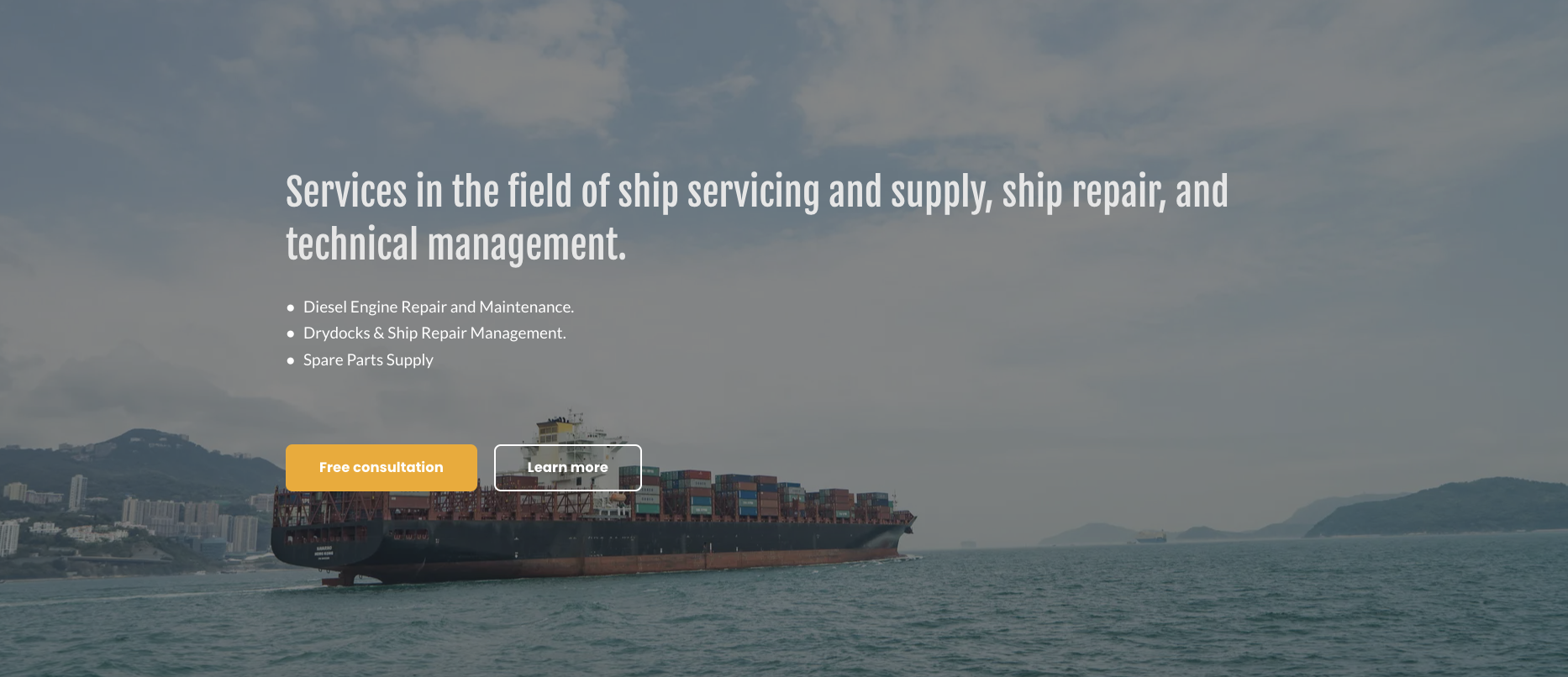 Services in the field of ship servicing and supply, ship repair, and ...