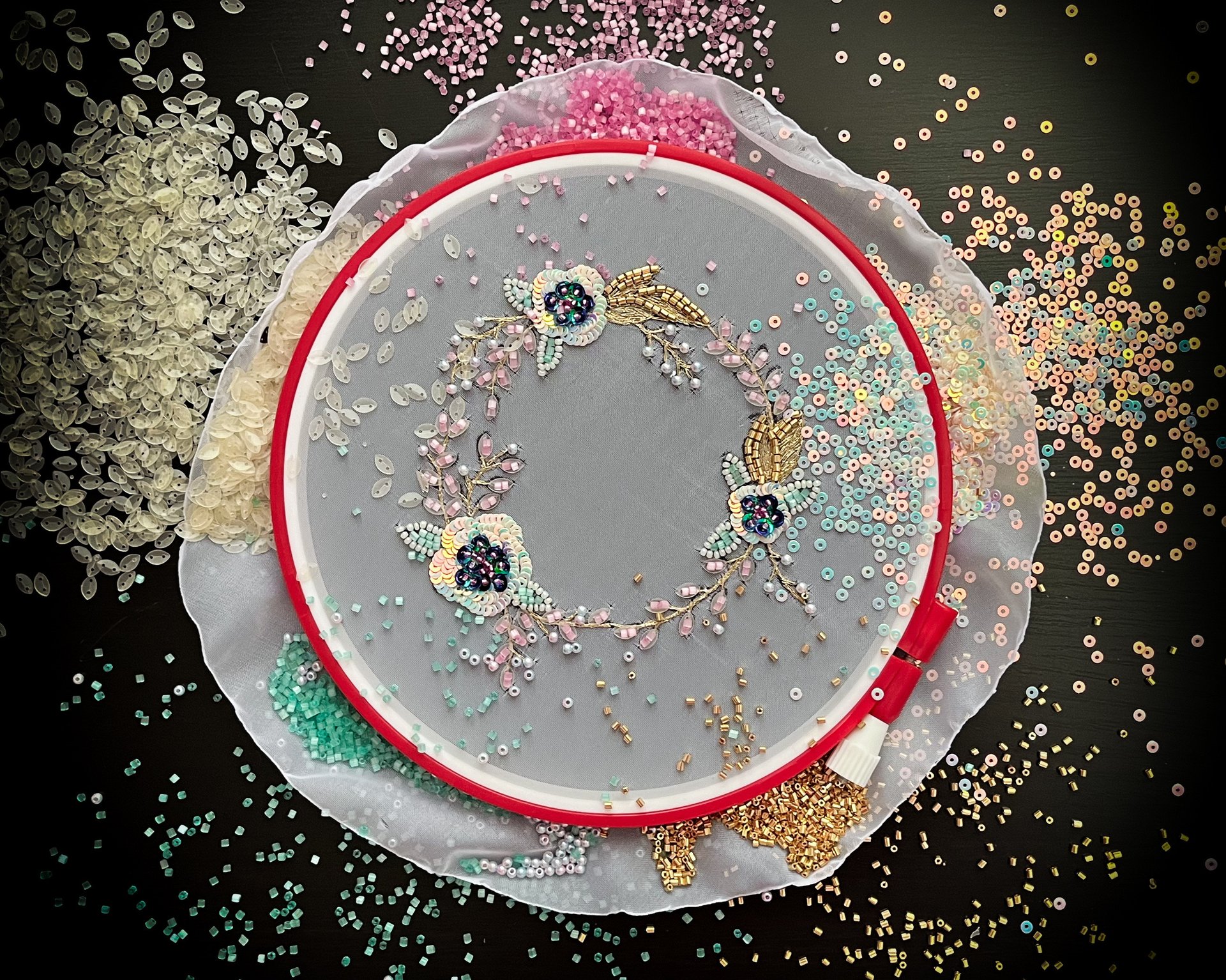 Tambour embroidery kits and classes by Anastasia Kosse